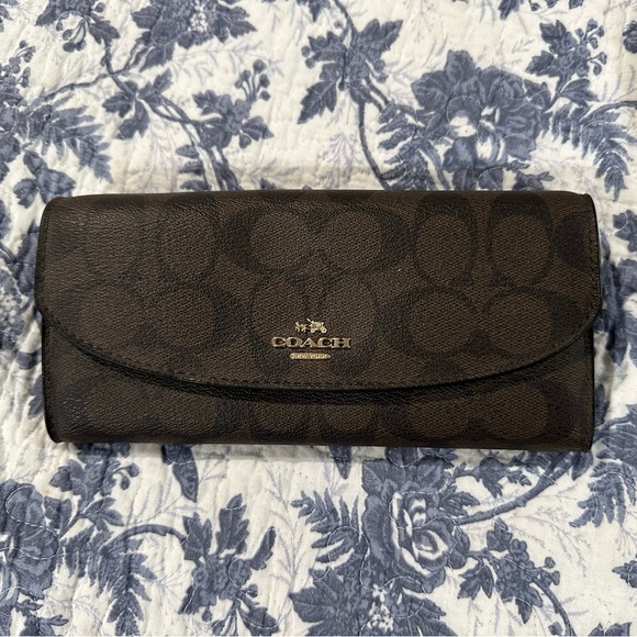Coach | Bags | Nwt Coach Signature Pvc Pop Slim Envelope Wallet Brown ...
